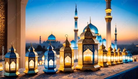 Eid Mubarak Theme In Hd With A Lot Of Lantern Lights With Matellic