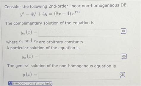 Solved Consider The Following 2nd Order Linear