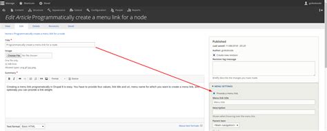 Programmatically Create A Menu Link For A Node