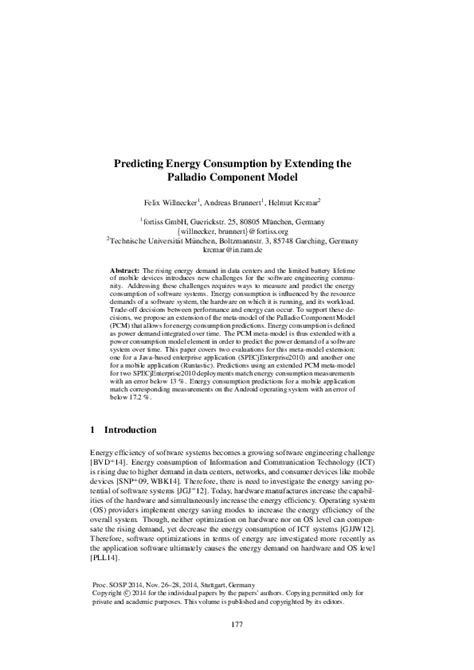 pdf predicting energy consumption by extending the palladio component
