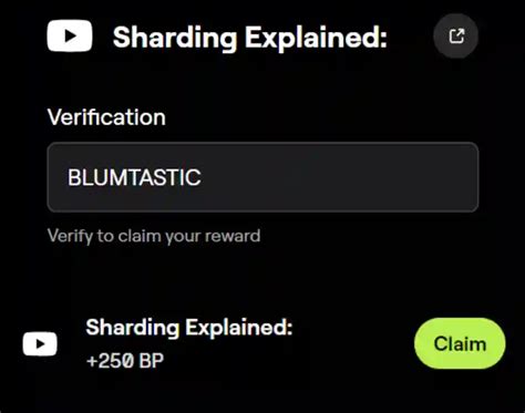 blum youtube video code october 17 latest “sharding explained”