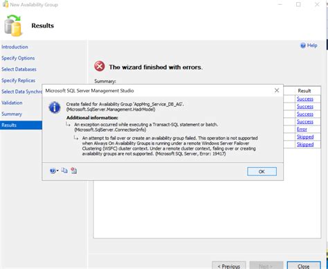 An Attempt To Failover Or Create Availability Group Failed The