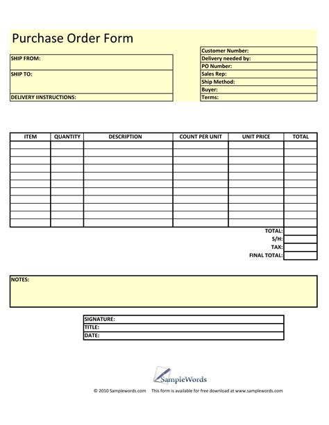 Fillable Po Forms Printable Forms Free Online
