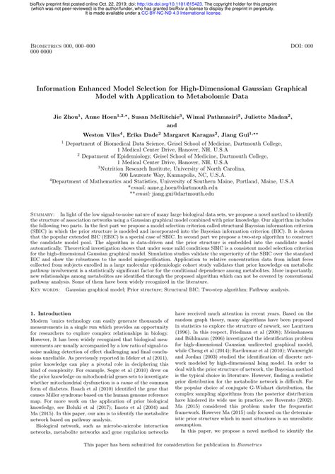 Pdf Information Enhanced Model Selection For High Dimensional