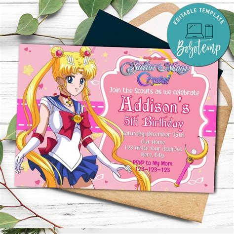 Sailor Moon Invitation Template To Print At Home Diy Bobotemp