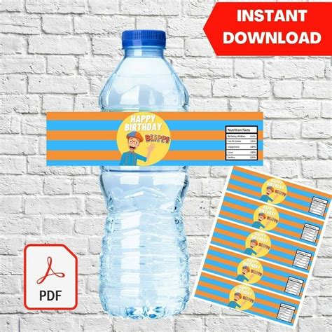 Blippi Water Bottle Labels Printable