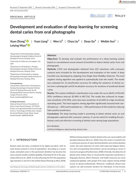 PDF Development And Evaluation Of Deep Learning For Screening Dental Caries From Oral Photos