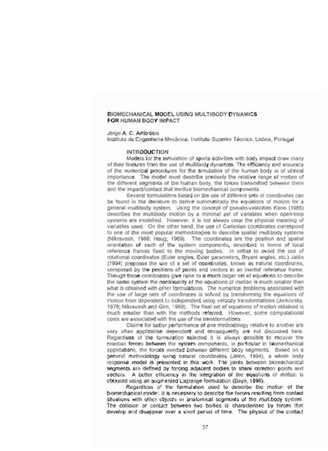 Pdf Simulating Human Body Impacts Using Dynamics