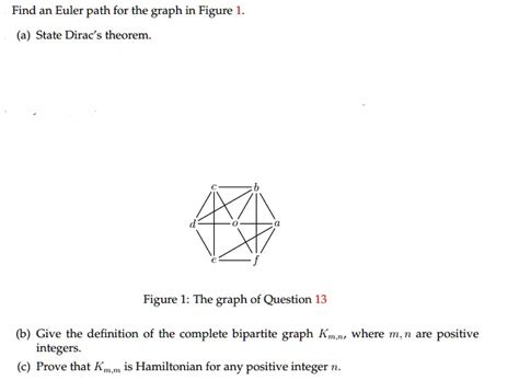 Find An Euler Path For The Graph In Figure 1 A State Diracs Theorem B Give The Definition