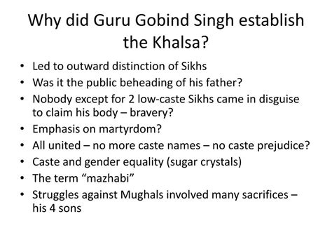 Ppt Guru Gobind Singh And The Formation Of The Khalsa Powerpoint Presentation Id 4595879