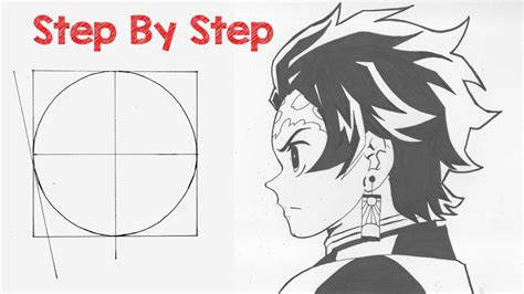 How To Draw Tanjiro Kamado Easy Side View Step By Step Anime Side View Side View Drawing