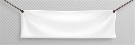 투명 한 배경에 고립 된 3d 빈 섬유 재료 포스터 이랑 세트 광고에 대 한 로프에 흰색 현실적인 교수형 빈 패브릭 가로 캔버스 배너 기호 벡터 교수형 천 간판 무료 벡터