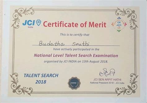 Sruthi Budatha On Linkedin National Jcl Faceprep Merit Exam Talent Schoolmemories School