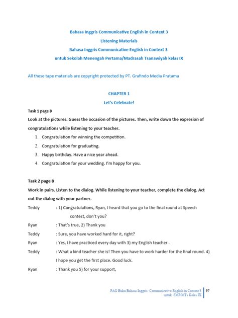 Listening Transcript Bahasa Inggris Communicative English In Context 3 Listening Transcript Bahasa Inggris Communicative English In Context 3