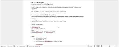 Solved Lab 1 Cs 415 Section 1 Implementation Of Recursive