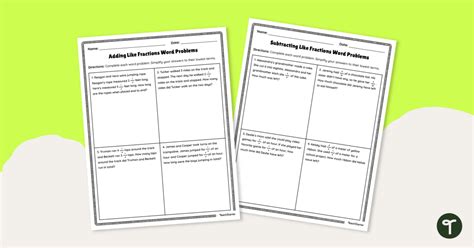 Adding Subtracting Fractions Challenge Cards Teacher Made Worksheets Library