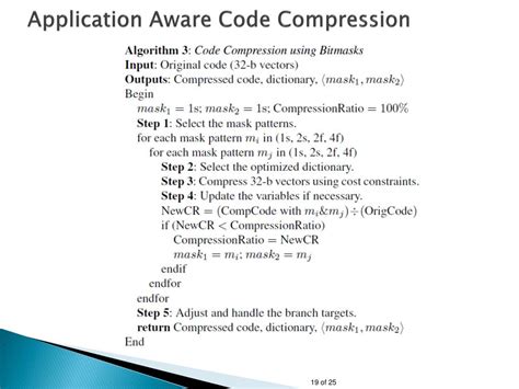Ppt An Efficient Code Compression Technique Using Application Aware Bitmask And Dictionary