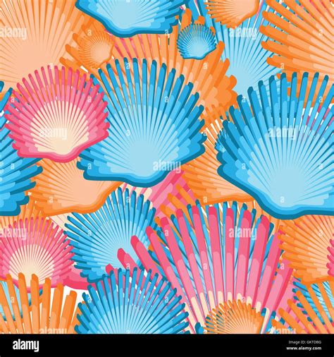 Sea Scallop Seashell Semless Pattern Vector Stock Vector Image And Art Alamy