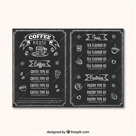 Шаблон меню кофейни Бесплатно векторы
