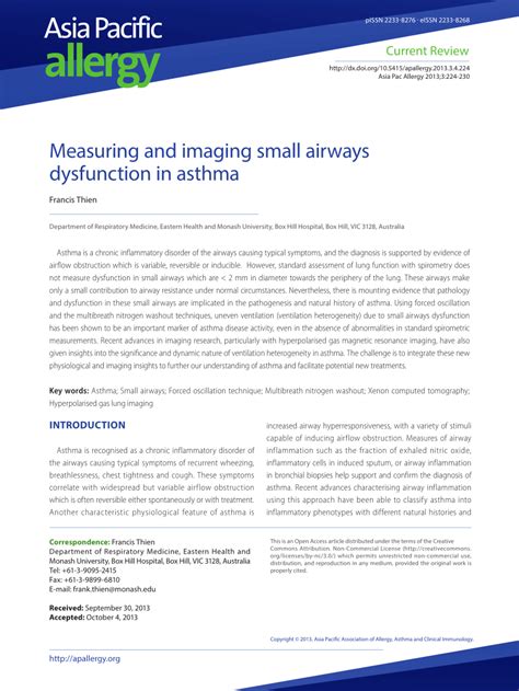 Pdf Measuring And Imaging Small Airways Dysfunction In Asthma