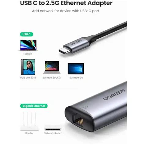 خرید تبدیل Usb C به Rj45 2 5g Ethernet یوگرین مدل Cm275 کد 70446 یوگرین