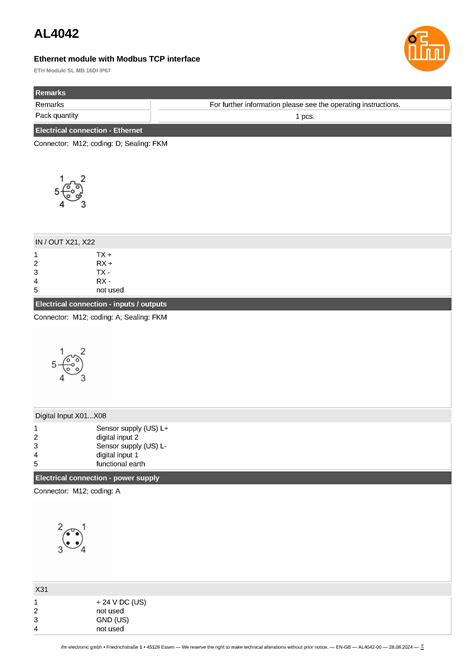 Ethernet Module With Modbus TCP Interface