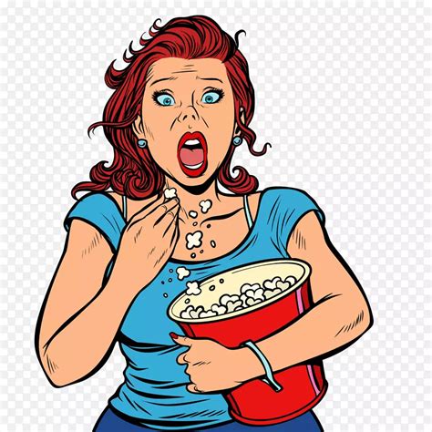 吃爆米花的女性设计png图片素材下载 图片编号yomkjagy 免抠素材网