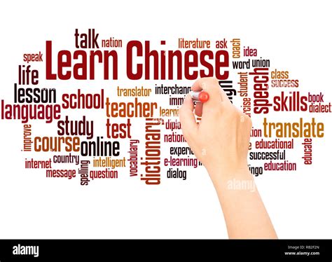 Learn Chinese Word Cloud Hand Writing Concept On White Background Stock Photo Alamy