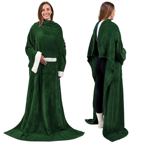 Pavilia Body Comfy Sherpa Oversize Cuddle Fleece Blanket Warm Sleeves