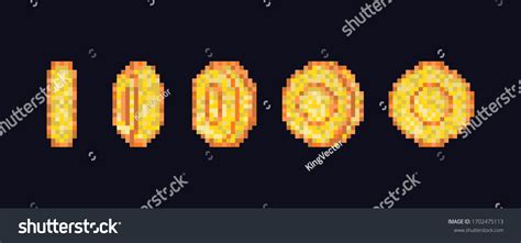 Pixel Art Coin Step By Step Stock Vector Royalty Free 1702475113