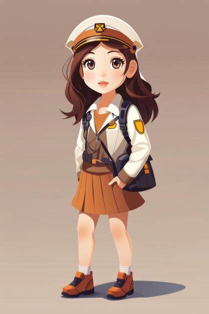 Premium Ai Image Simple Girl Cute Vector Design Pilot Flat