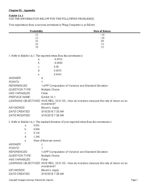 Chapter 01 Appendix Investment Analysis Chapter 01 Appendix