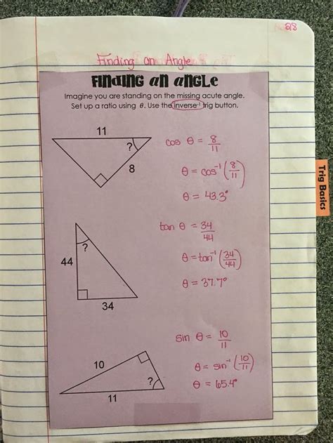 Misscalcul8 Trig Unit 2 Right Triangle Trig Interactive Notebook Right Triangle High School