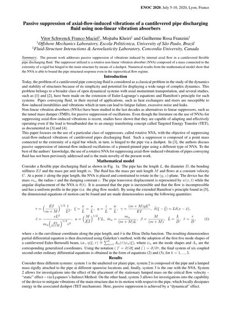 Pdf Passive Suppression Of Axial Flow Induced Vibrations Of A Cantilevered Pipe Discharging