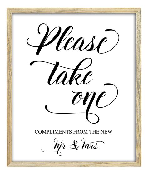 Please Take One Sign Wedding Favors Sign Party Print Compliments