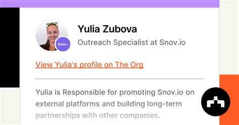 Yulia Zubova Outreach Specialist At The Org