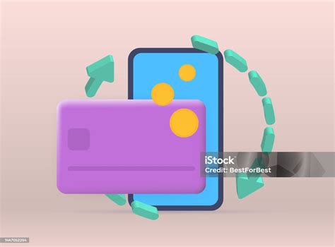 캐쉬백 로열티 프로그램 3d 벡터 일러스트레이션 개념 파스텔 배경에 은행 카드 화살표 스마트폰 및 동전 소매 고객 환불 서비스