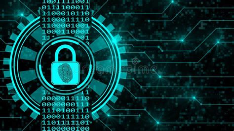 Technology Secure Concept Padlock With Fingerprint Hud Connecting