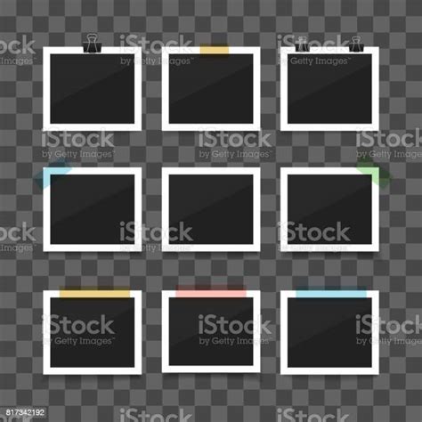 순간을 수집 합니다 종이 테이프와 함께 아래로 Sticked 벡터 사진 설정 투명 한 배경에 레트로 사진입니다 0명에 대한 스톡 벡터 아트 및 기타 이미지 Istock