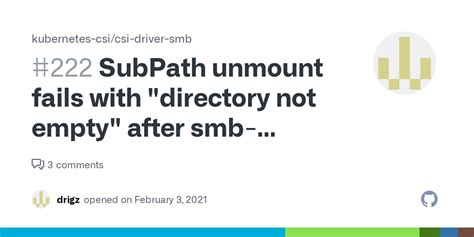 Subpath Unmount Fails With Directory Not Empty After Smb Server