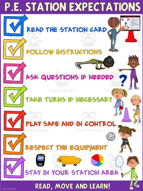 Pe Poster Visuals Pe Station Expectations By Teach Simple