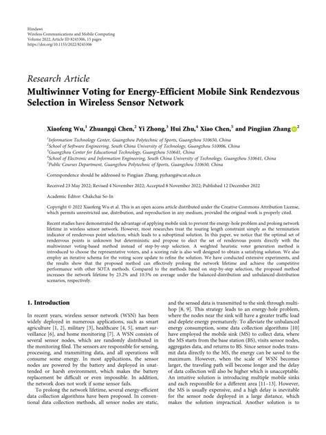Pdf Multiwinner Voting For Energy Efficient Mobile Sink Rendezvous