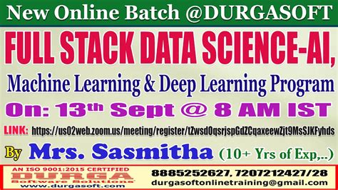 Full Stack Data Science Ai Online Training Durgasoft Youtube
