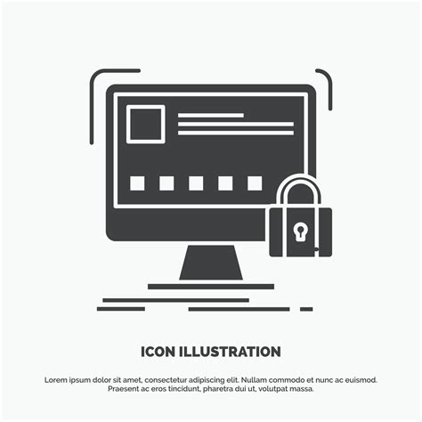 Protect Protection Lock Safety Secure Icon Glyph Vector Gray