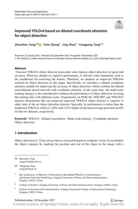 Improved Yolov4 Based On Dilated Coordinate Attention For Object Detection Request Pdf