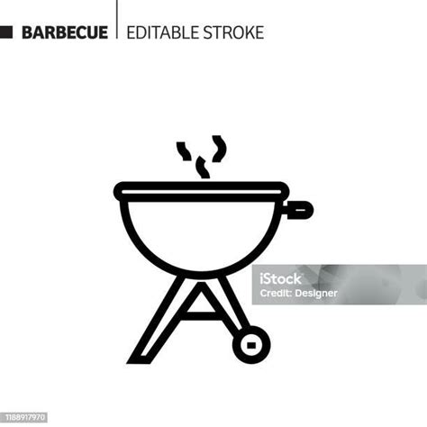 바베큐 선 아이콘 윤곽선 벡터 기호 그림 픽셀 완벽 편집 스트로크 고기에 대한 스톡 벡터 아트 및 기타 이미지 고기 공휴일 굽기 Istock