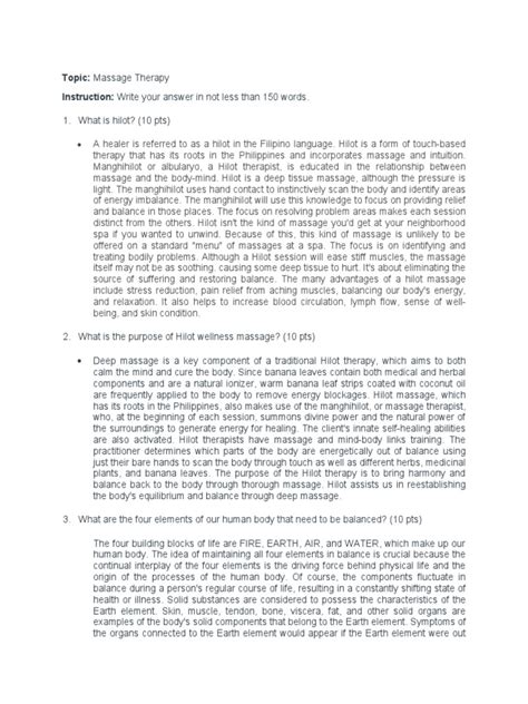 Assignment No 11 Pcam Pdf Massage Human Body