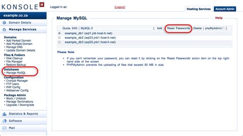 Create And Manage A Database Via KonsoleH Xneelo Help Centre
