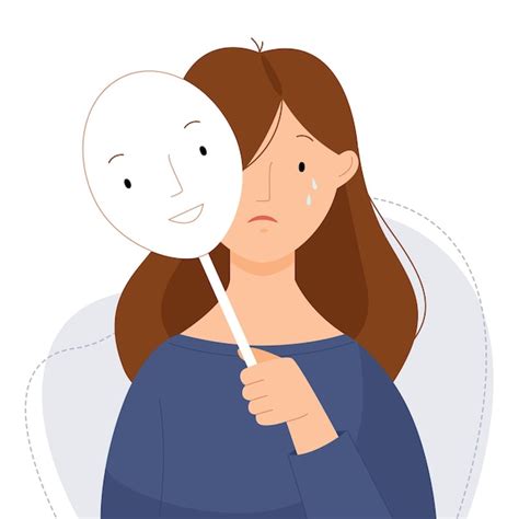 Uma Mulher Esconde Suas Emoções Atrás De Uma Máscara Menina Chorando E