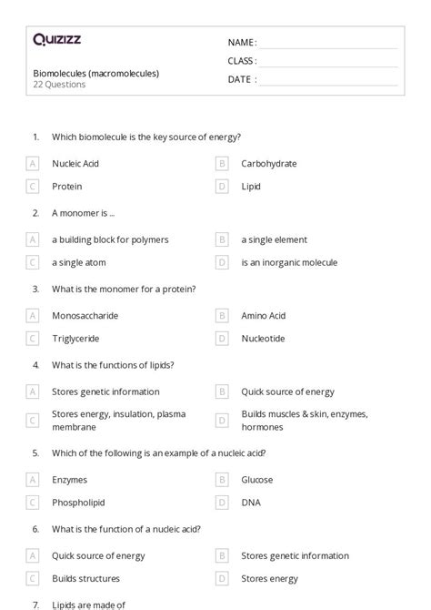 Student Created Concept Map Of Biomolecules Worksheets Library